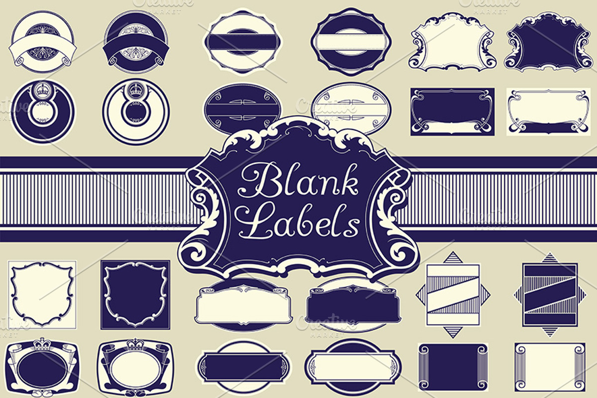 Vintage Blank Labels, a Decorative Illustration by Girardspeed Designs
