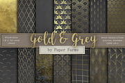 Gold and grey patterns, a Pattern Graphic by Paper Farms