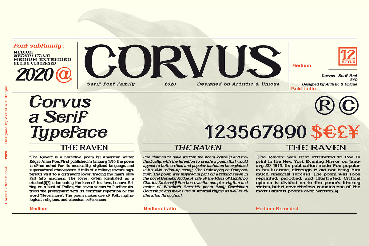 CORVUS Serif font, a Serif Font by Artistic & Unique