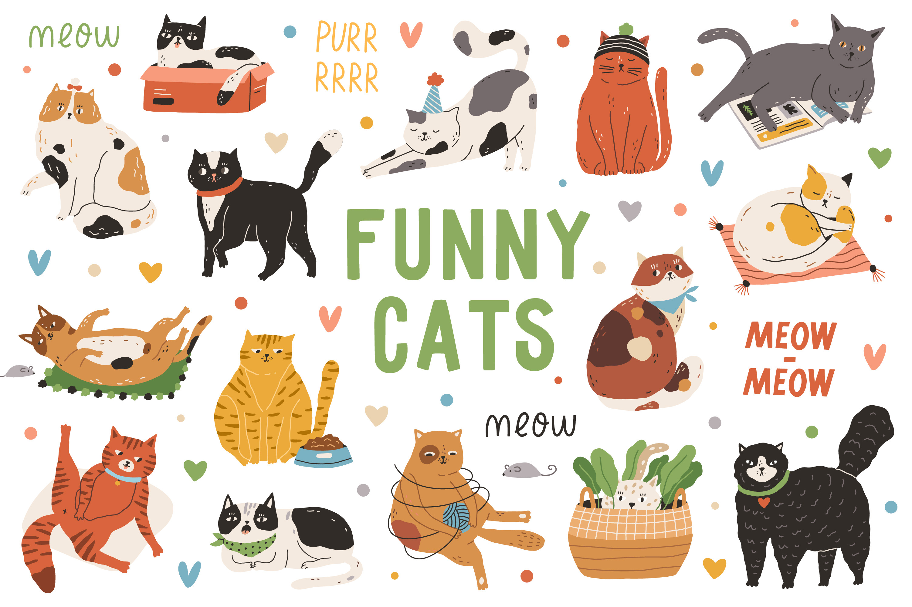 Cute cats set, an Animal Illustration by Good Studio | Creative Market