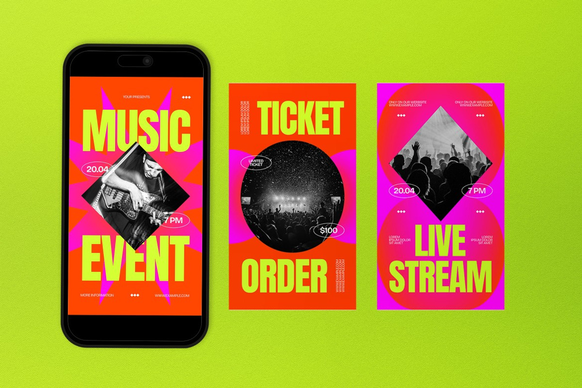Music Event Instagram Set, a Social Media Template by graphicook
