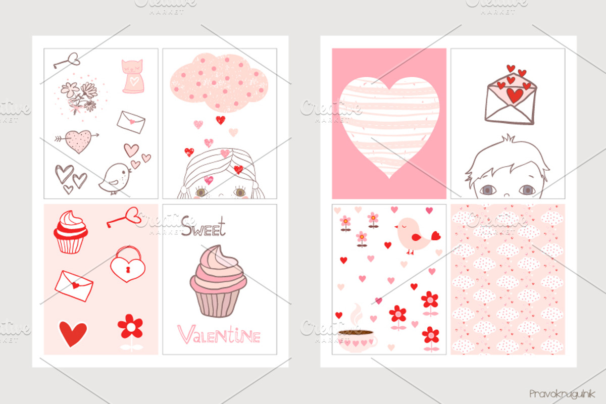 Valentine's day printable cards, an Illustration by Pravokrugulnik ...