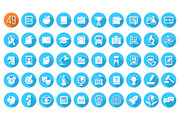 Round Flat White School Icons, an Icon by Vectorikart