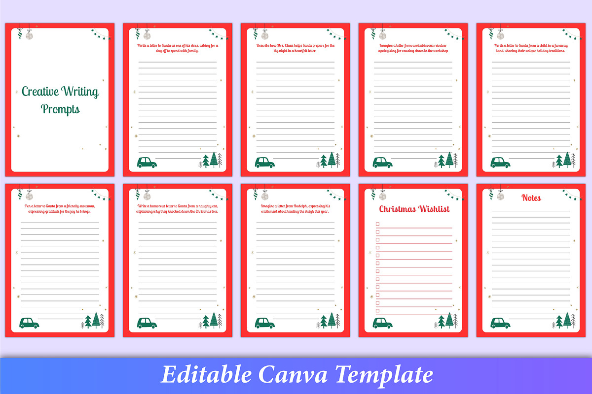 100 Santa Letters with Prompts Canva