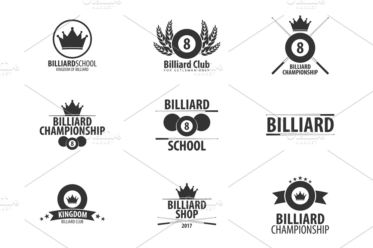 Billiard logos, a Branding & Logo Template by Leo Edition | Creative Market
