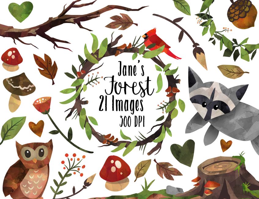 Woodland Forest Nature Clipart, an Animal Illustration by DigitalArtsi
