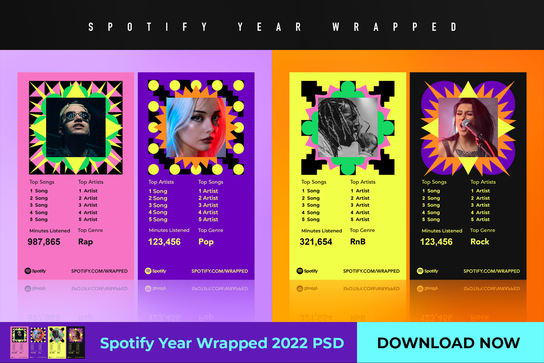 Spotify Wrapped Template 2022, a Social Media Template by PremadePixels.com