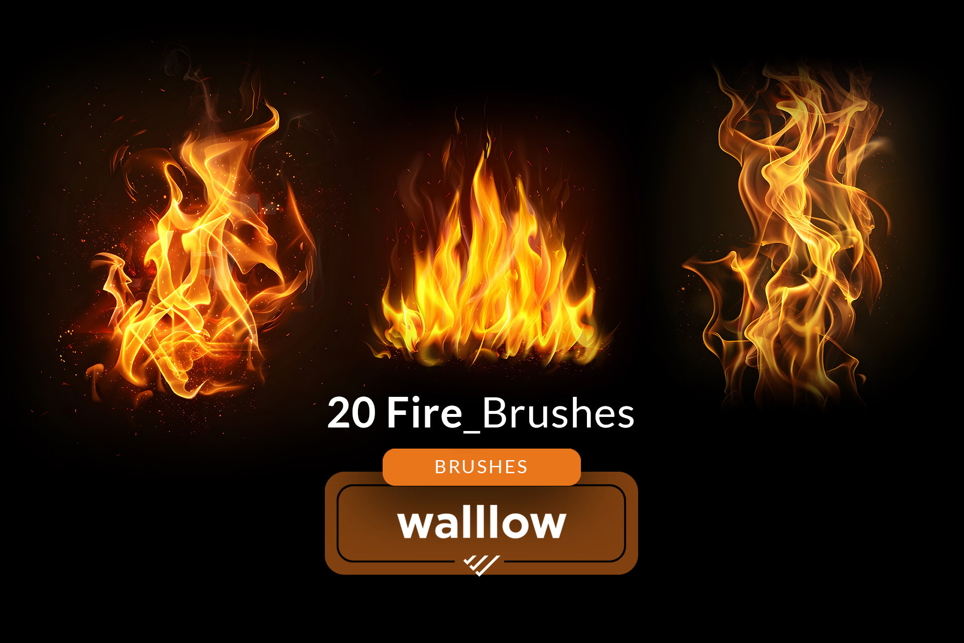 20 Fire and Flames photoshop brushes, a Brush Add-On by Walllow Creatives
