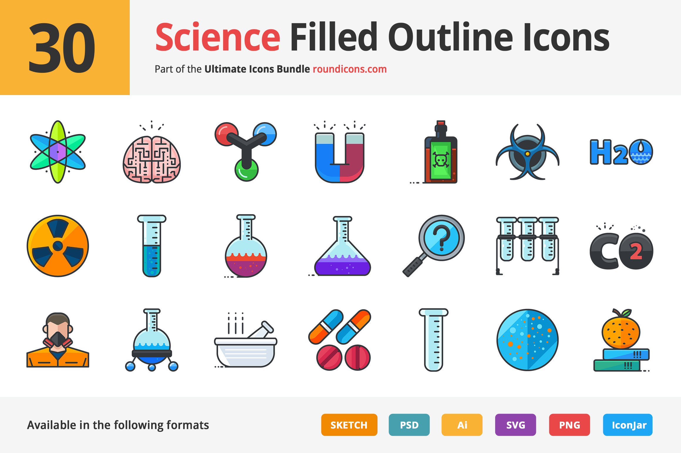 30 Science Filled Outline Icons, an Outline Icon by Vectopus.com ...