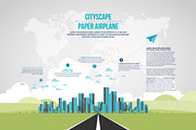 Cityscape Paper Airplane Infographic, a Templates & Theme by h.utomo