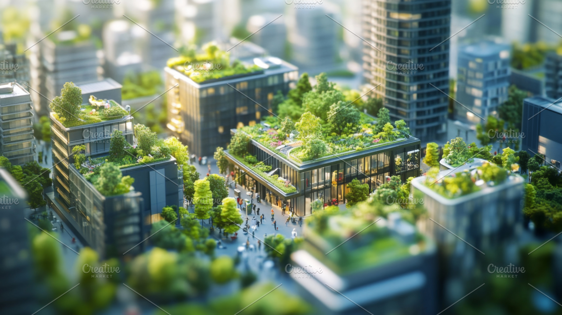 Sustainable Green City with Modern Architecture and Lush Parks, an ...