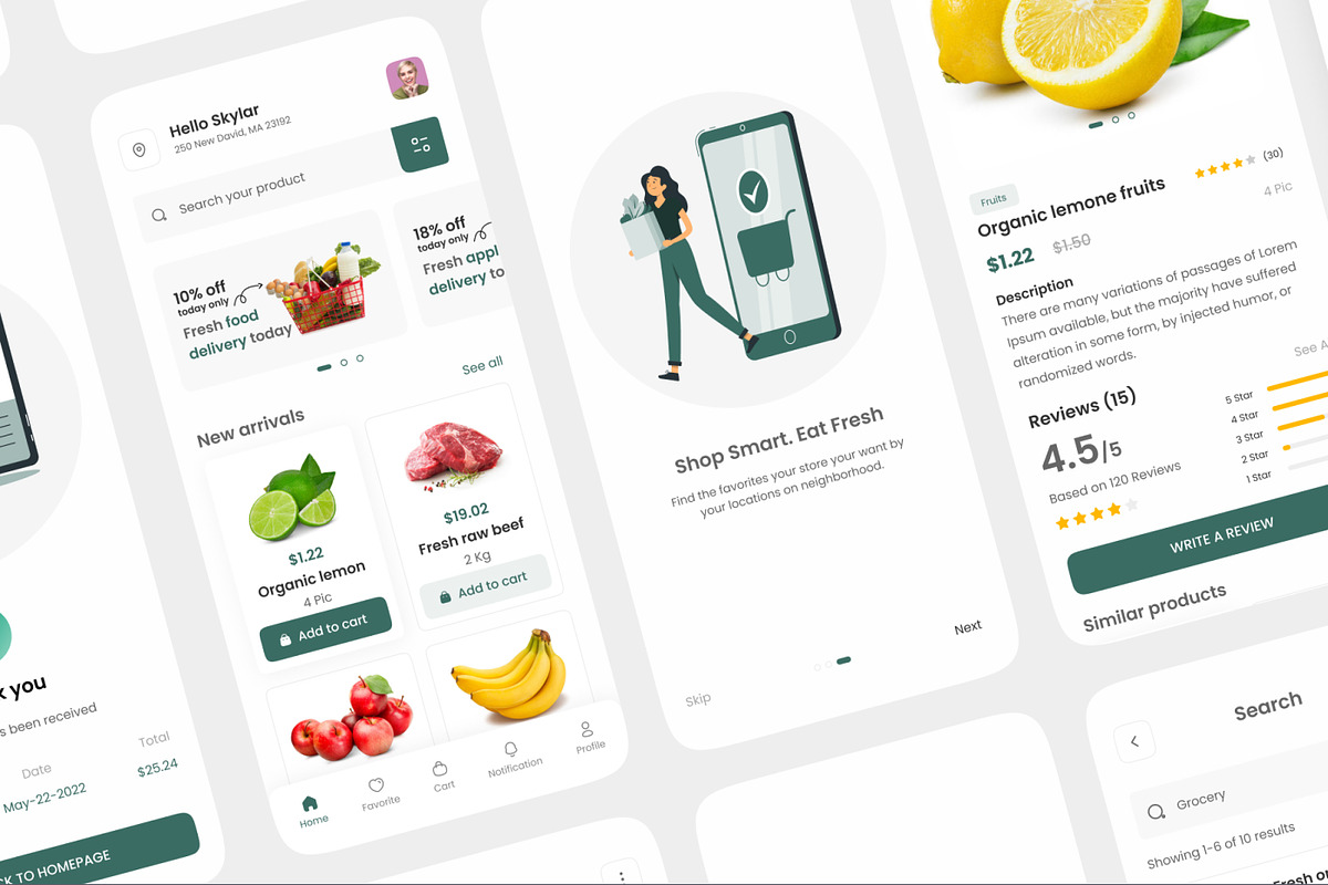 Fresh Cart-Grocery Mobile App UI Kit, an App Template by CreativeUI