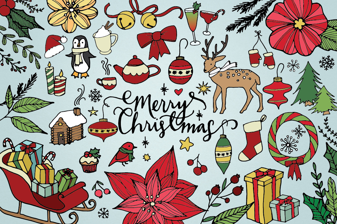 Merry Christmas & Holidays Clipart, an Illustration by Lemonade Pixel