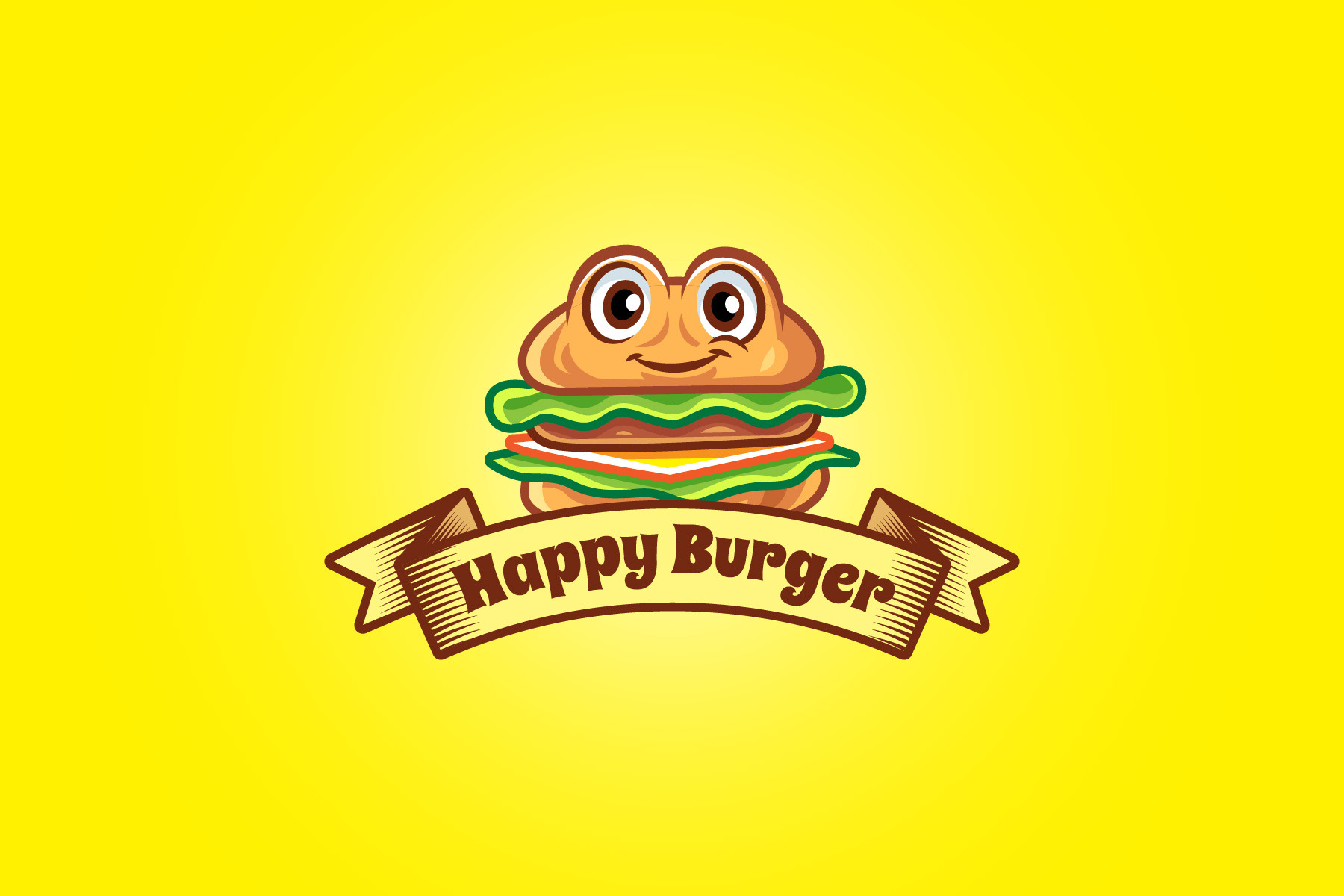 happy burger - Mascot Logo, a Branding & Logo Template by AQR Studio