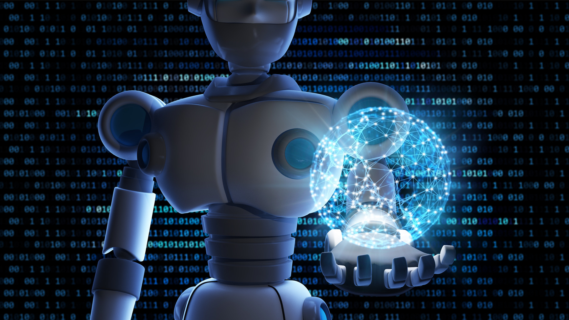 Robot holding the planet earth in vi, a Technology Illustration by Tampatra