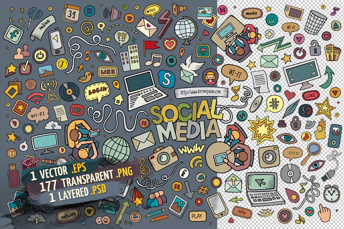 Social Media Objects & Symbols Set, an Object Graphic by BALABOLKA