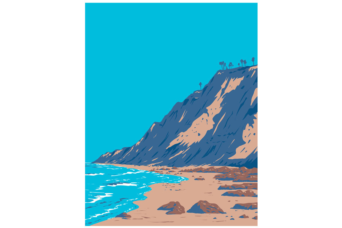 Blacks Beach Torrey Pines Wpa Art An Illustration By Patrimonio