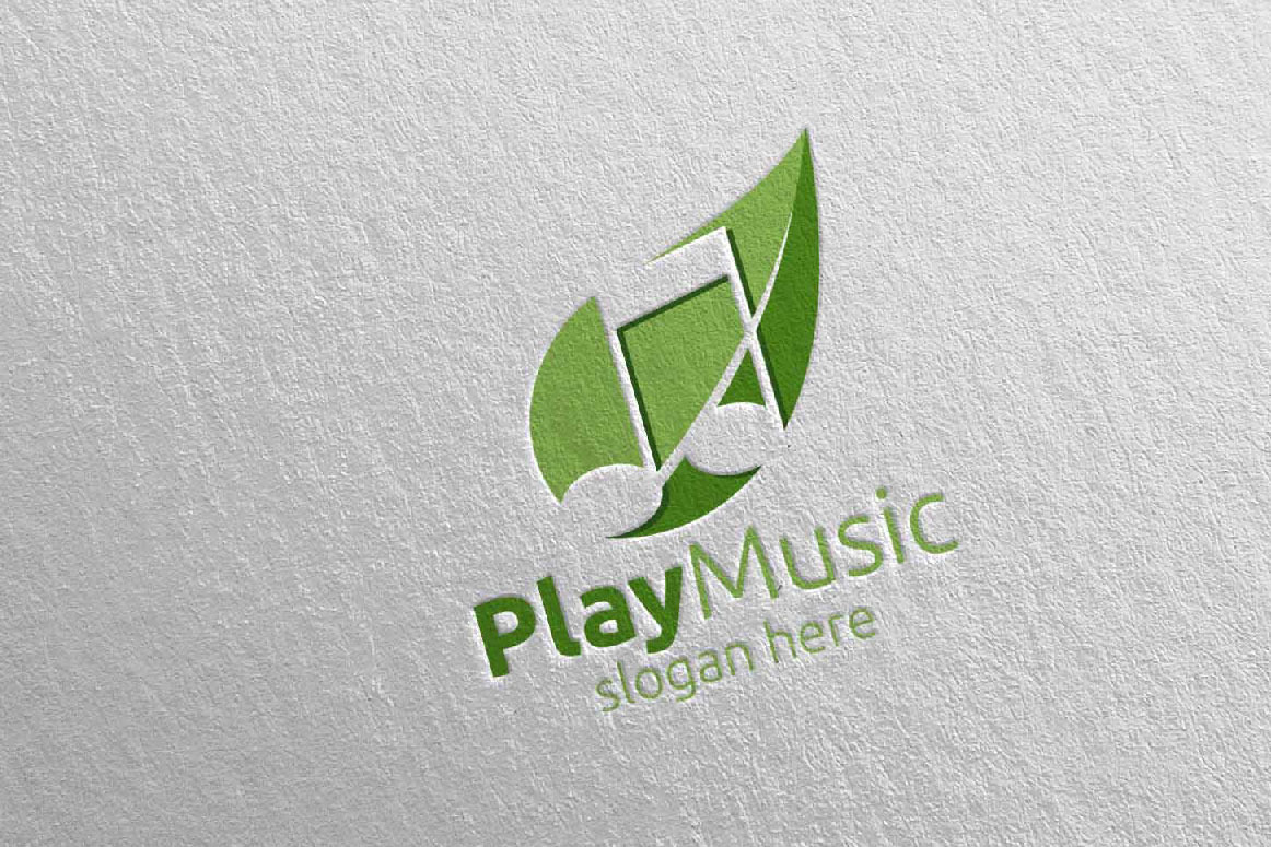 Music Logo with Note, Leaf Concept, a Branding & Logo Template by ...