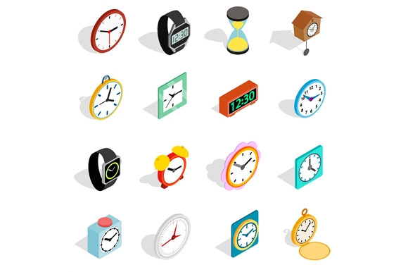 Clock icons set, an Object Graphic by Ylivdesign