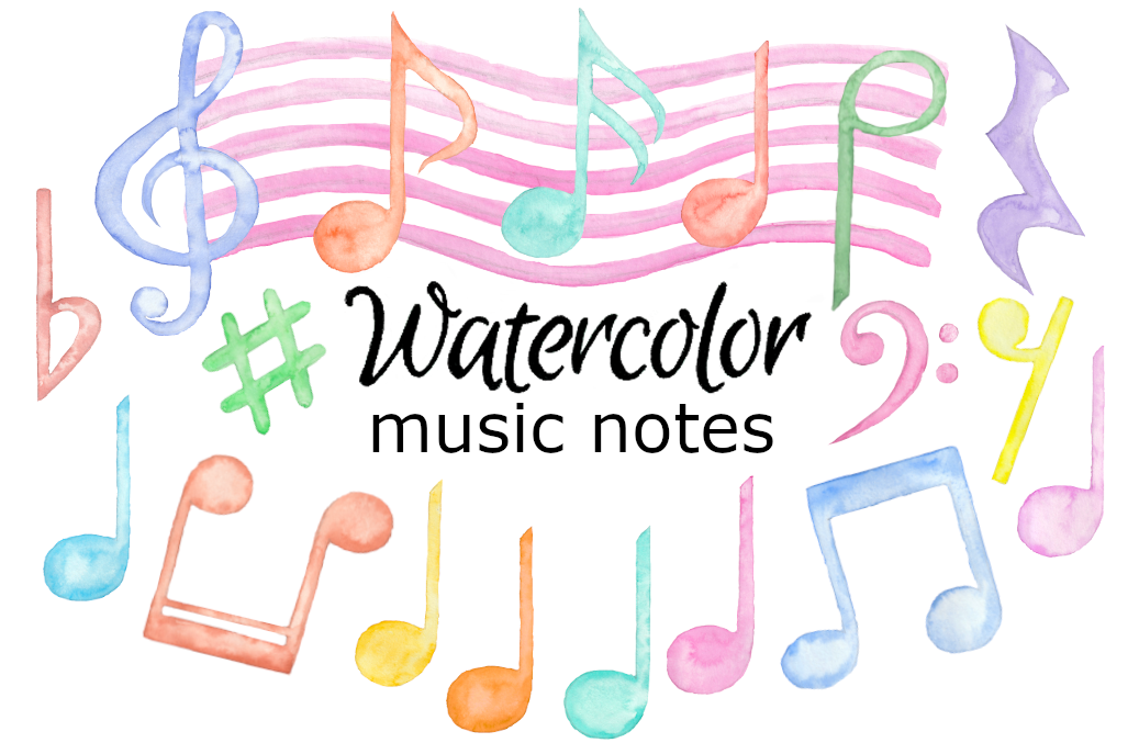 Music notes watercolor clipart, an Education Illustration by ...
