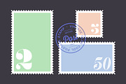 Postage stamp. Set of postage stamp | Object Illustrations ~ Creative ...