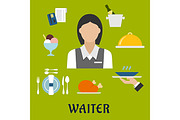 Waitress and restaurant icons, a Graphic by Vector Tradition