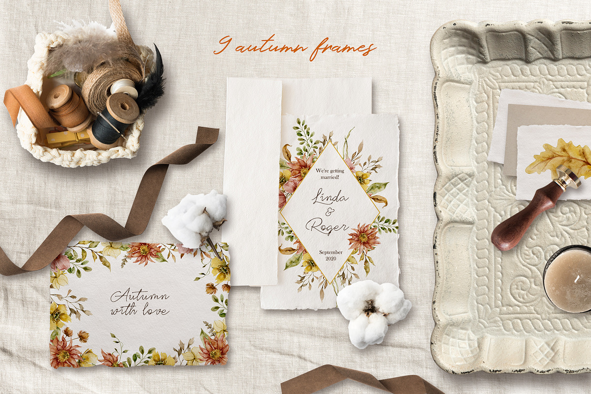 Fall time - watercolor collection, a Decorative Illustration by long summer