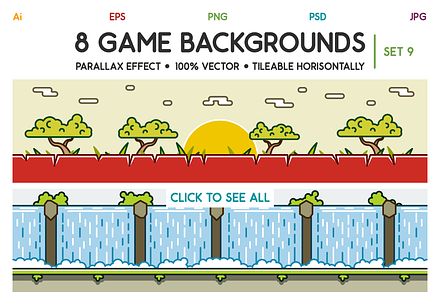 8 3D Game Backgrounds Set 3, an Illustration by yurakr