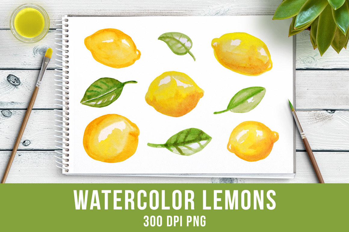 Watercolor Lemons Clipart, Food, a Food Illustration by The Digital ...