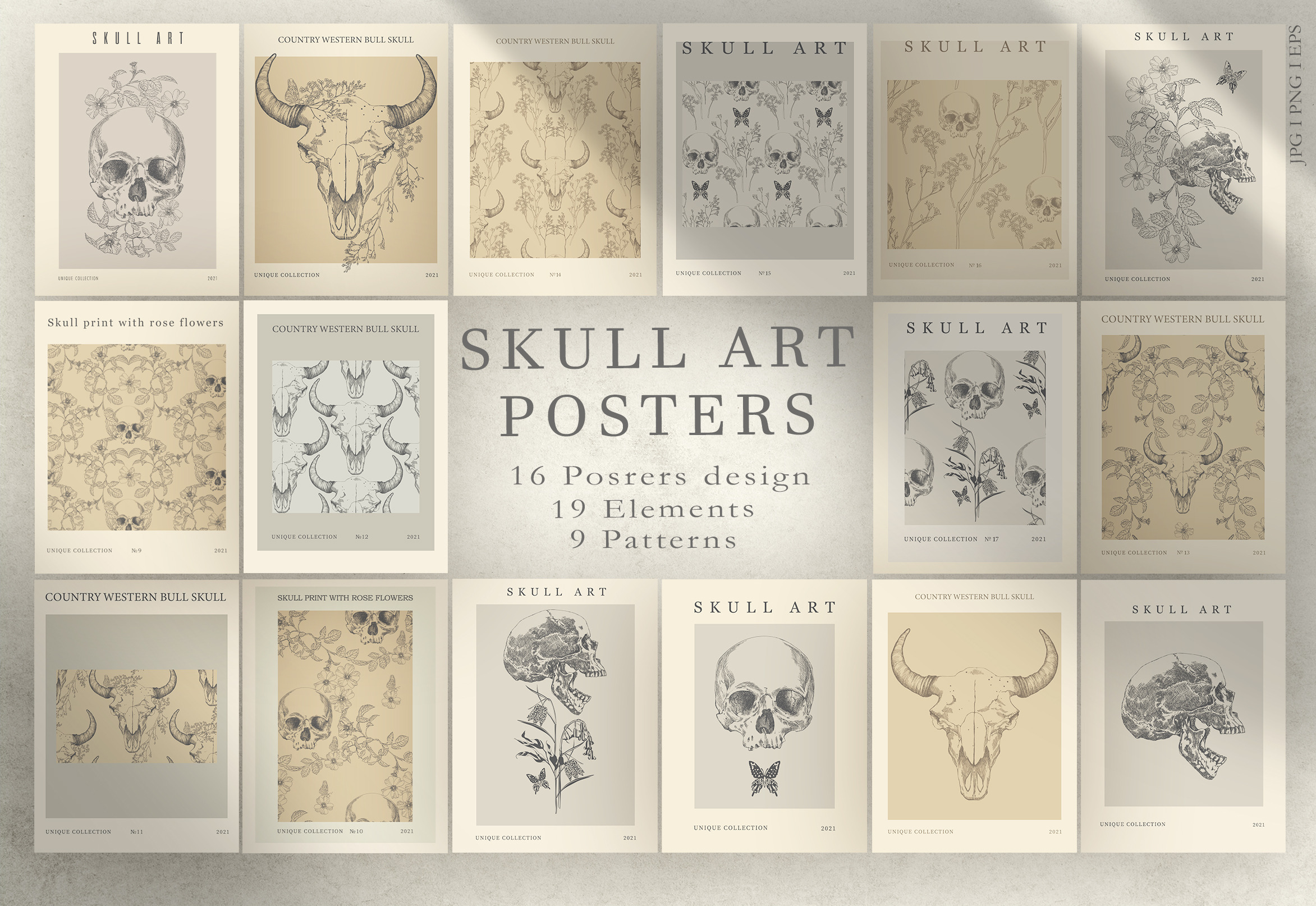 SKULL ART POSTERS, a Texture Illustration by LanaDzi