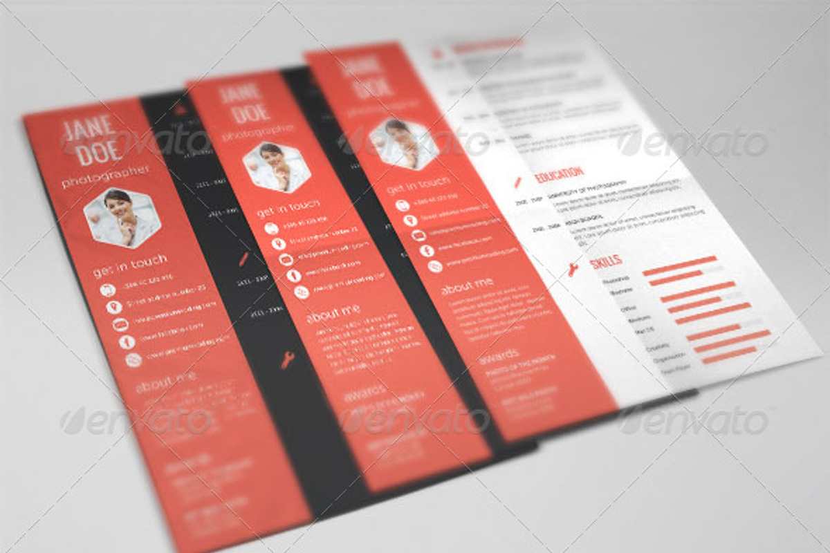 Flat Resume Set in 5 Variations, a Resume Template by PremiumCoding
