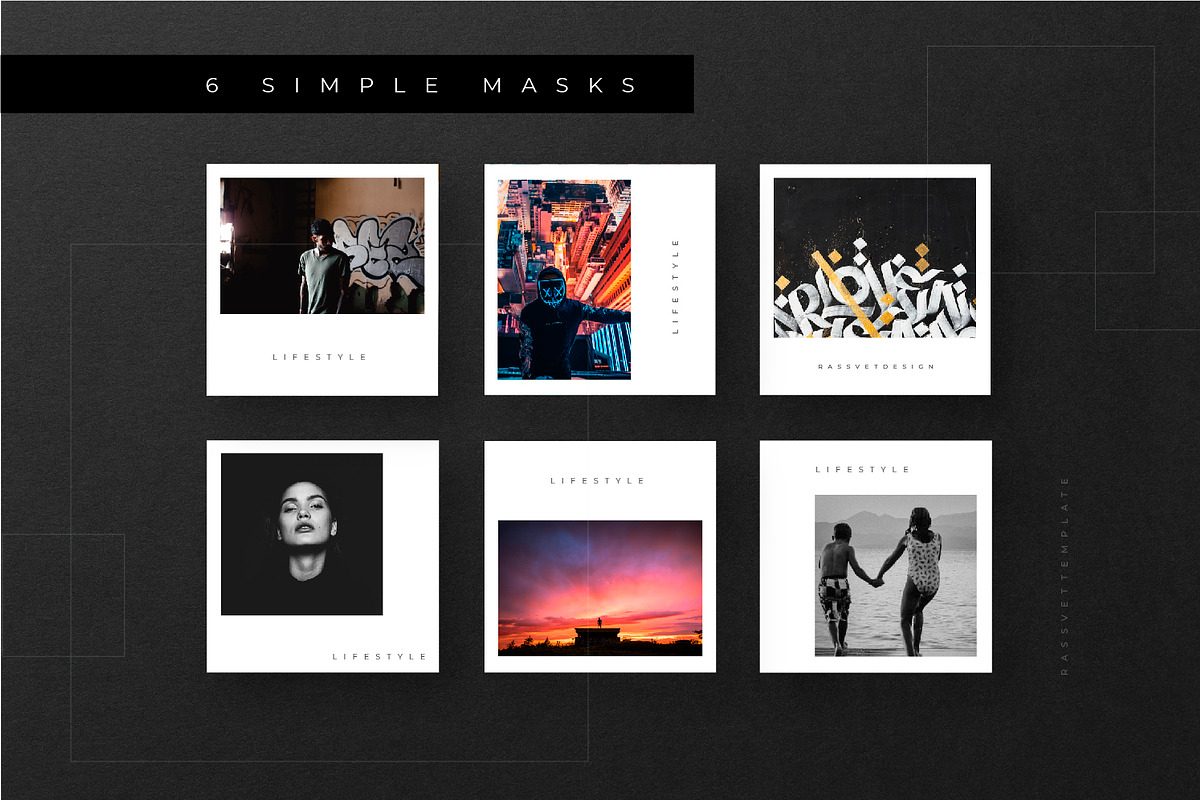 100 Overlay Shapes Instagram Masks, a Social Media Template by The Muza