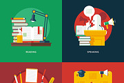 Flat School and Education Icons Set, an Education Illustration by painterr