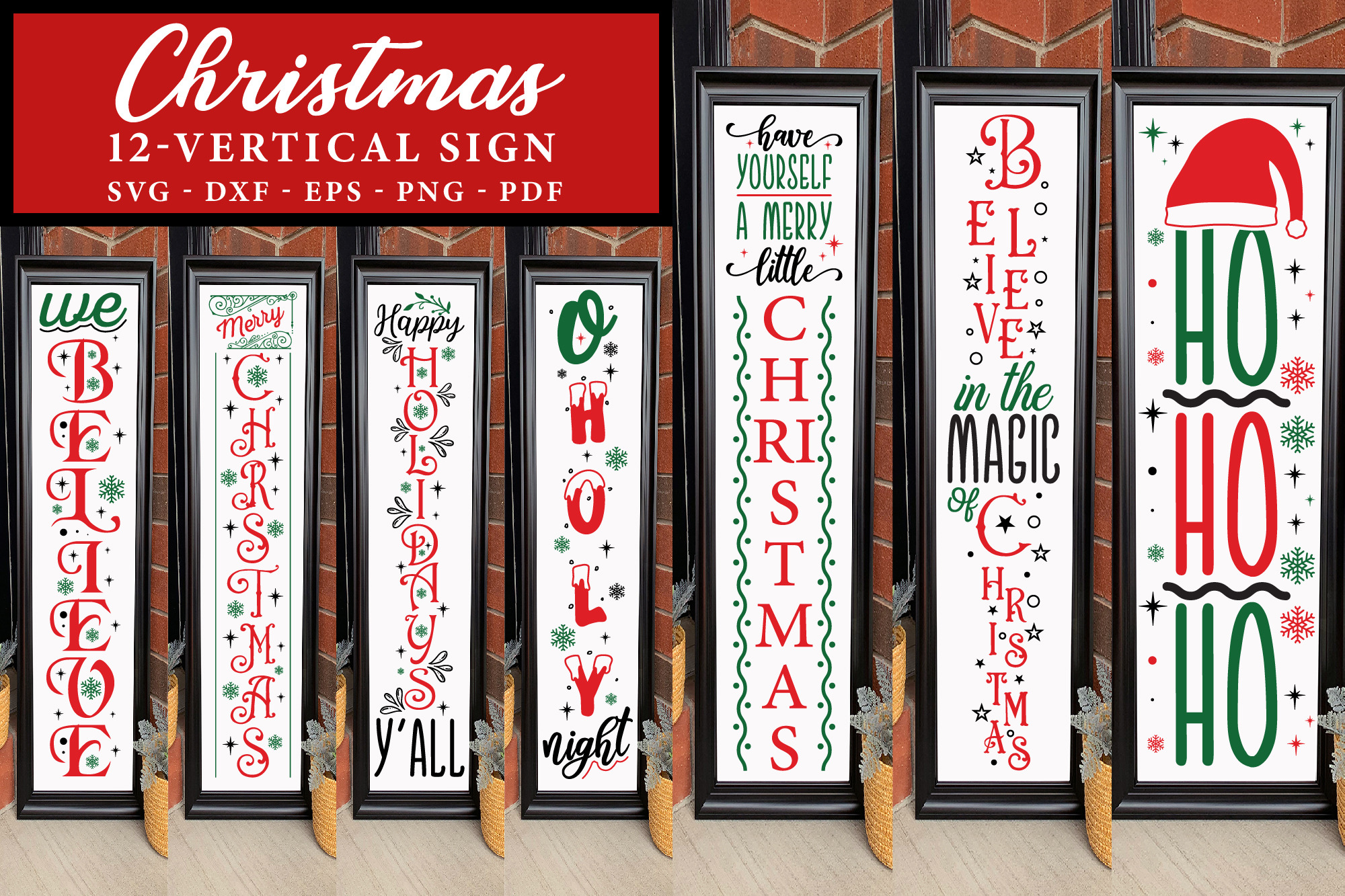 Christmas Vertical Sign Bundle, a Graphic by CraftlabSVG