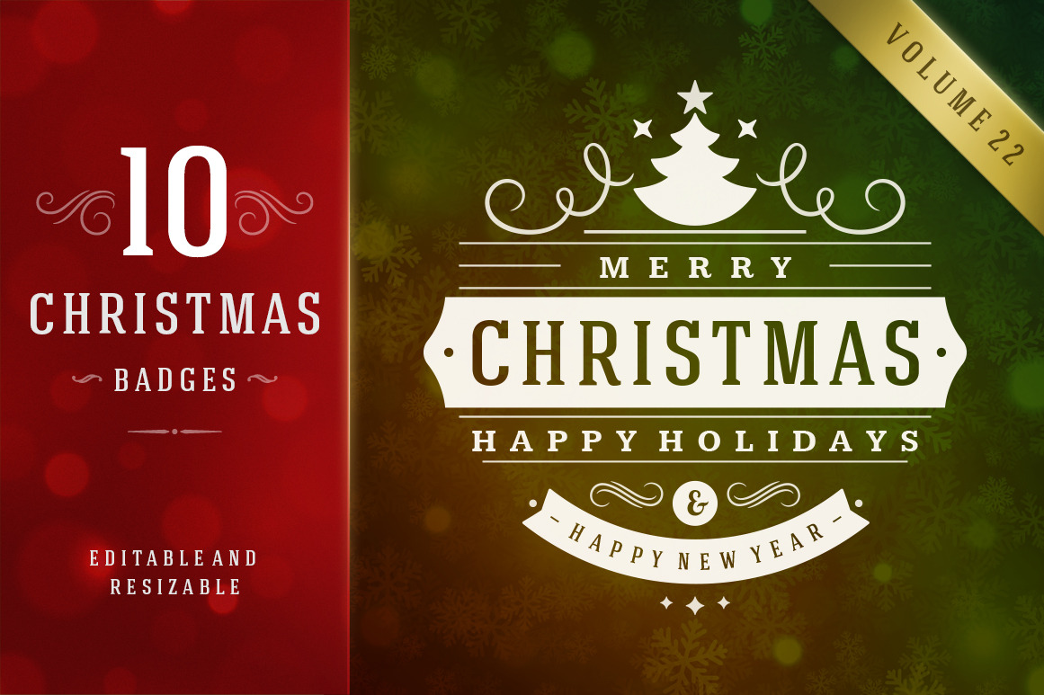 10 Christmas Logos and Badges, a Branding & Logo Template by Vasya Kobelev