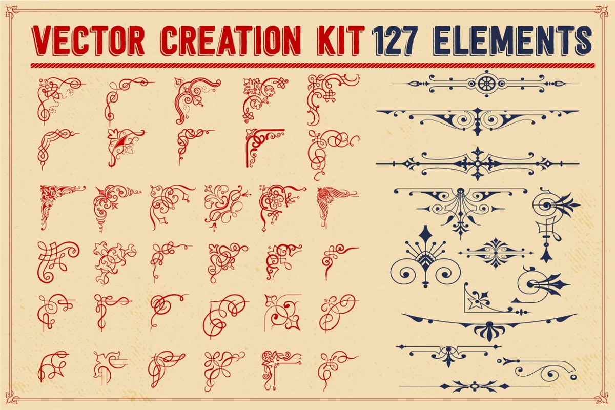 VECTOR CREATION KIT - 127 elements, a Decorative Illustration by ...