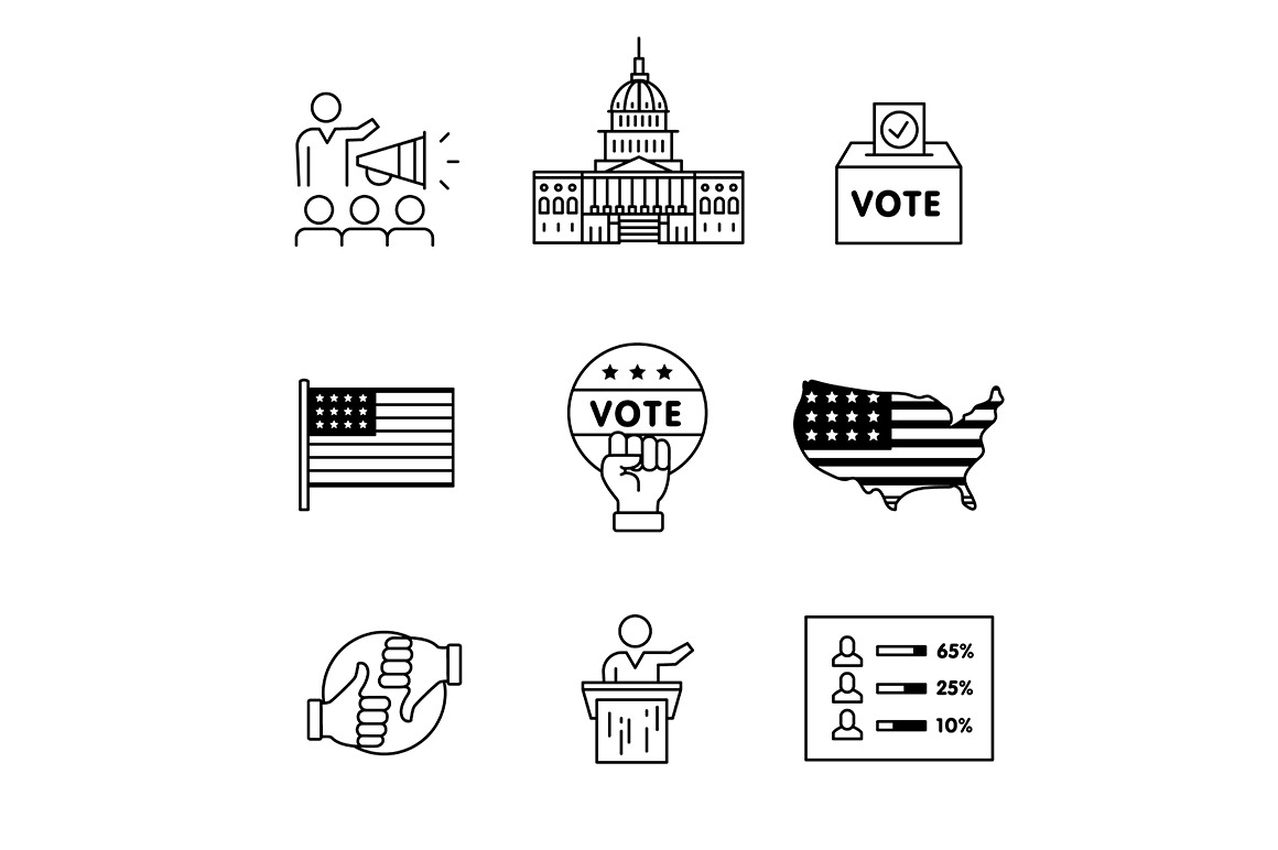 Elections, campaign and voting signs, an Outline Icon by Iconicbestiary ...