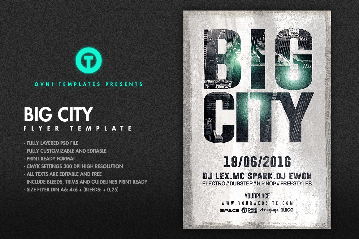 BIG CITY Flyer Template, a Flyer Template by OVNI-TEMPLATES