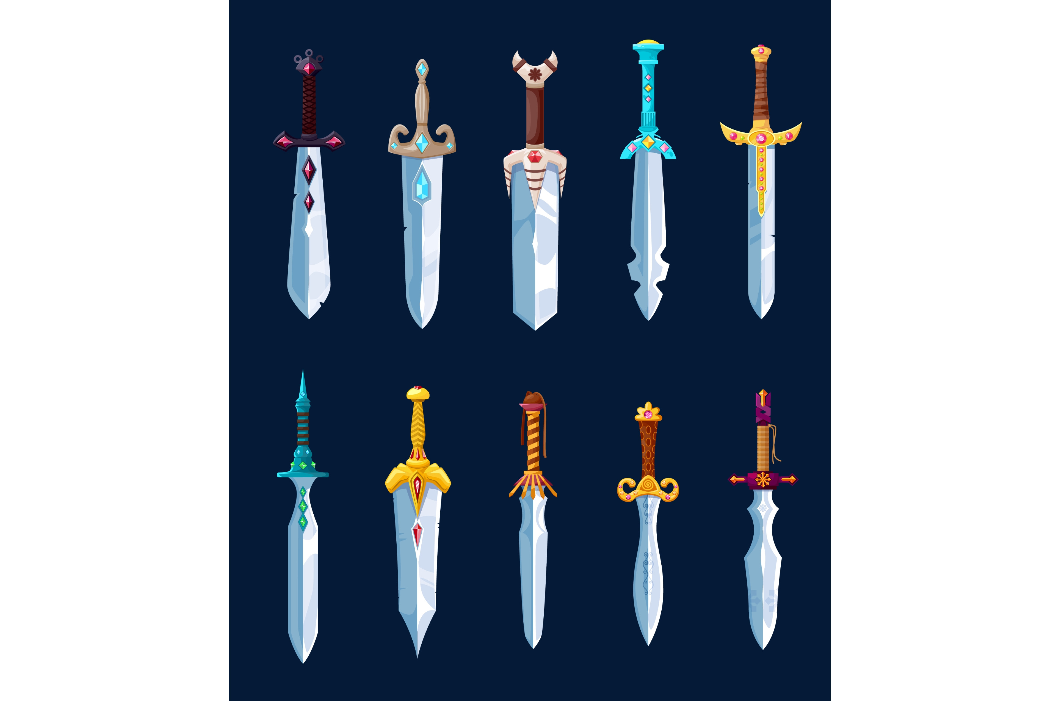 Magical swords, steel blades | Decorative Illustrations ~ Creative Market