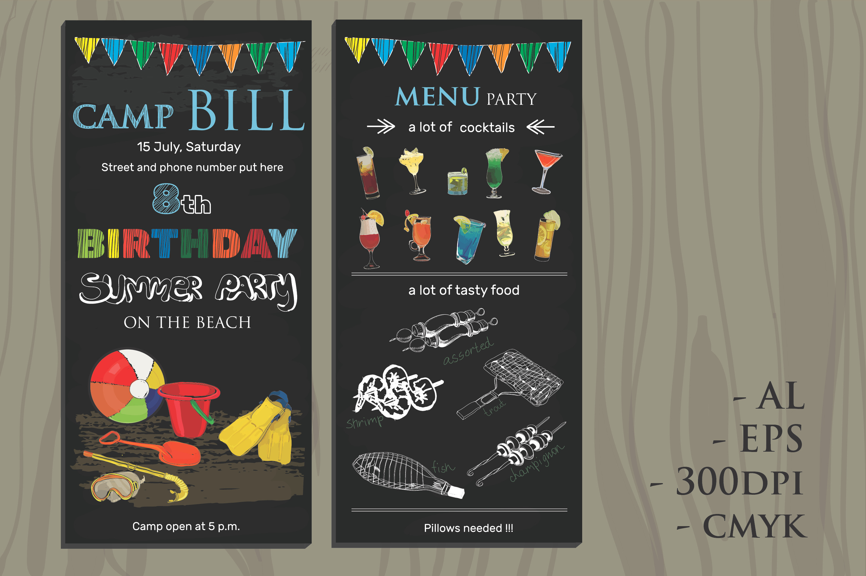 Invitation for Birthday with Menu, a Brochure Template by ImpressionShop