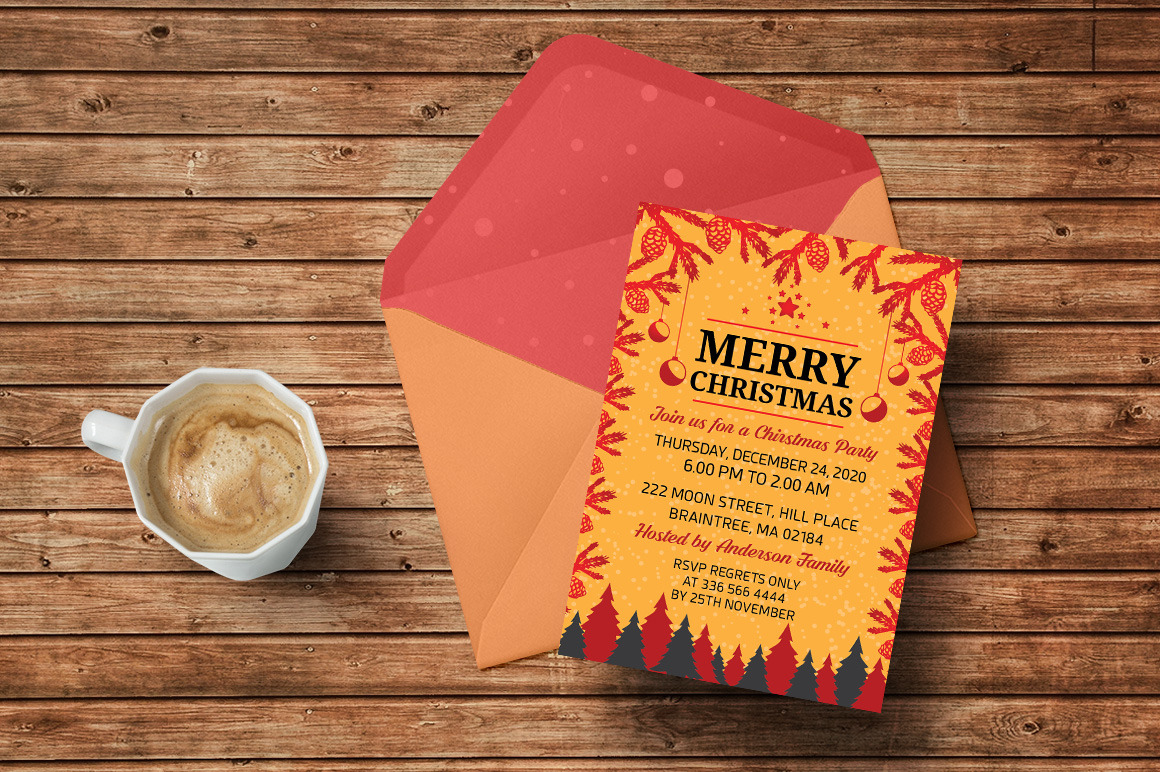 Indie Christmas Invitation, an Invitation Template by ArtFusion