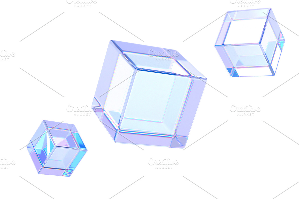 Glass iridescent cubes, crystal, an Object 3D Model by Marozhkastudio ...