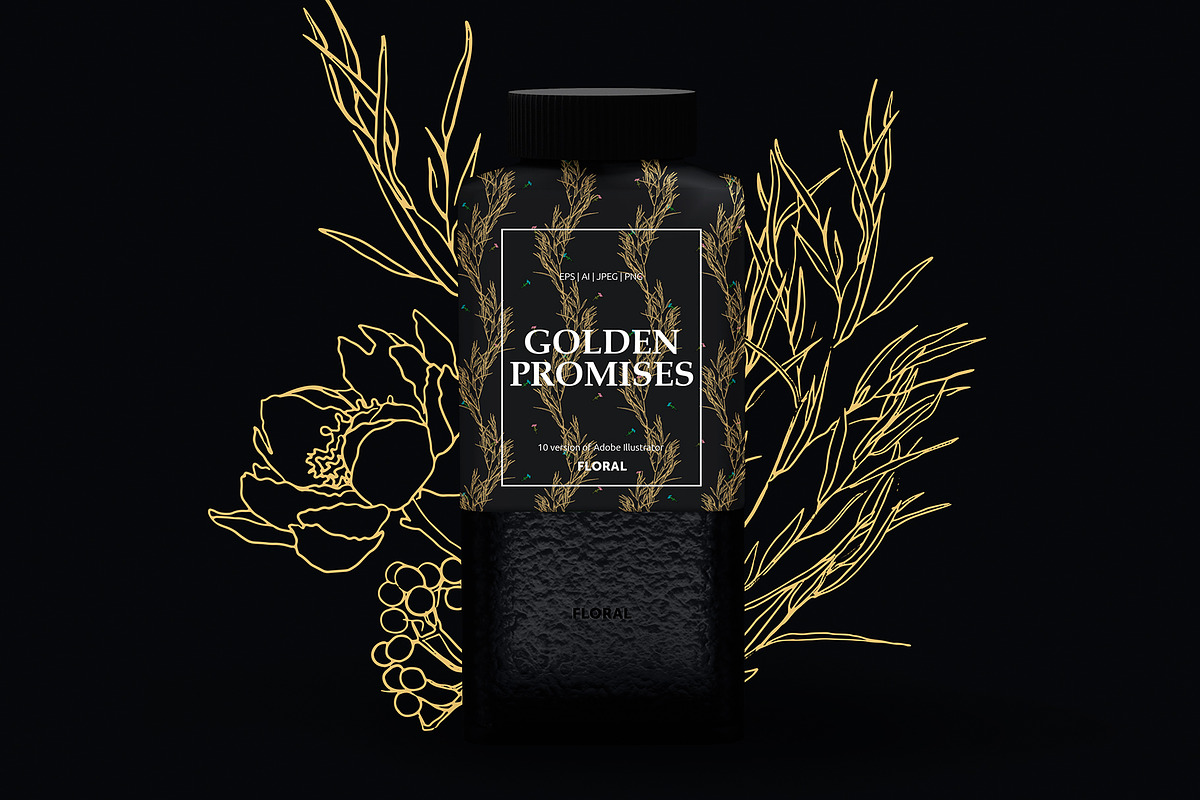 Golden Promises patterns collection, a Pattern Graphic by Designnina Shop