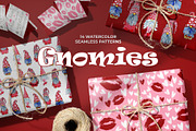 Valentine Gnomies Digital Papers, a Pattern Graphic by ilonitta