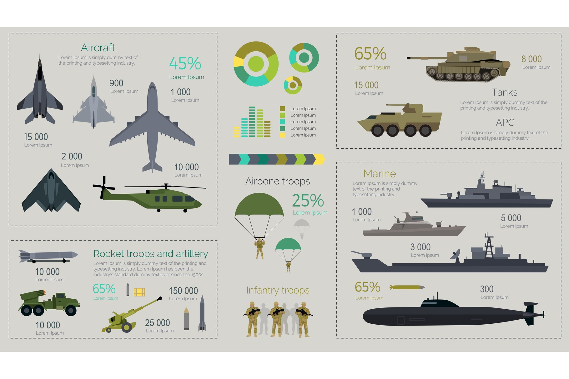 Military Infographics Flat Vector, an Object Graphic by robuart