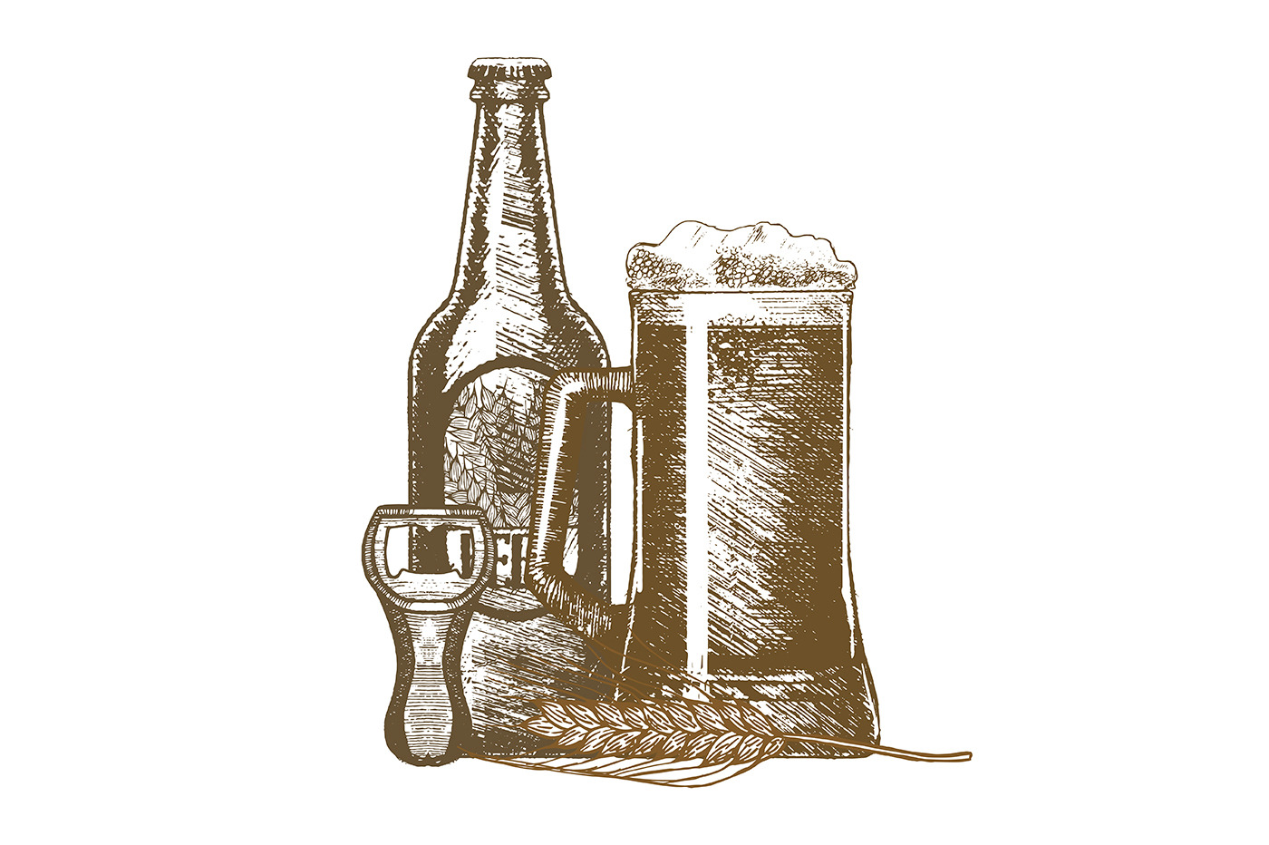 Beer Hand Draw Sketch. Vector, a Food Illustration by Bigmouse_art