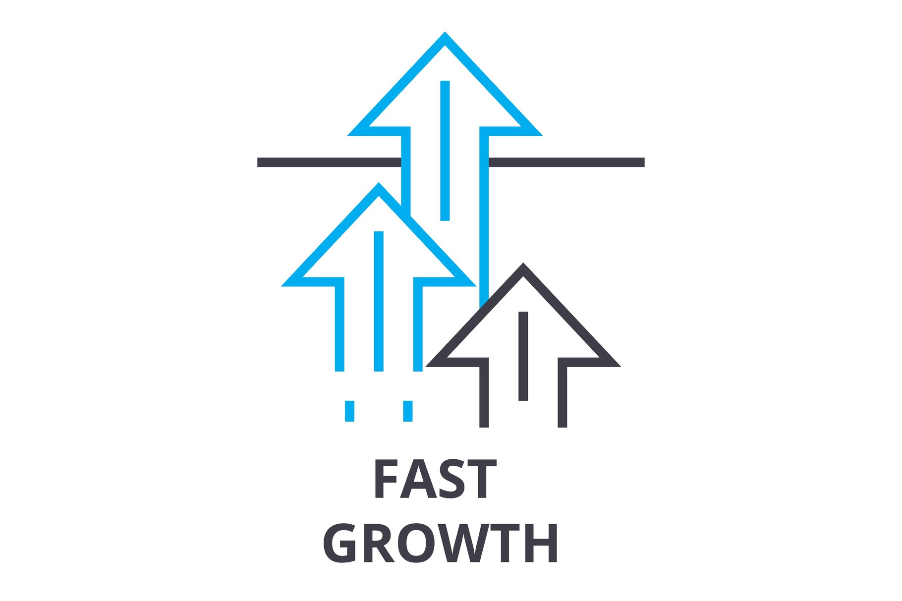 fast growth thin line icon, sign, symbol, illustation, linear concept ...