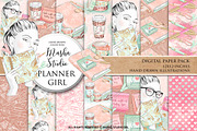 PLANNER GIRL digital paper, a Pattern Graphic by Masha Studio