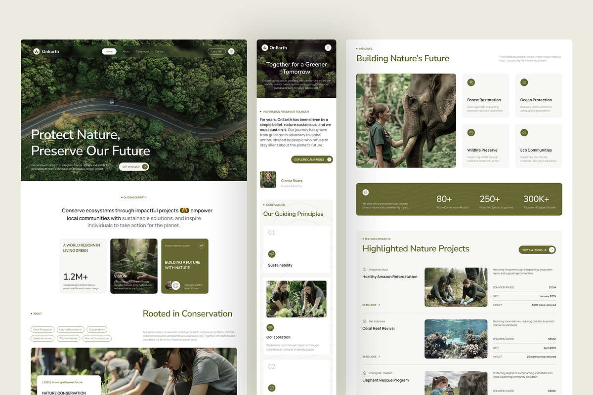 Nature Conservation Website UI Figma, an UI Kit Template by peterdraw
