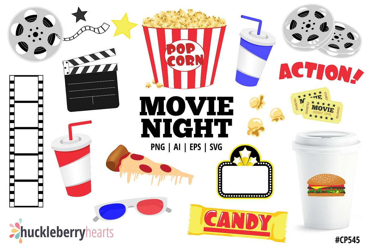 Movie Night, an Illustration by Huckleberry Hearts | Creative Market
